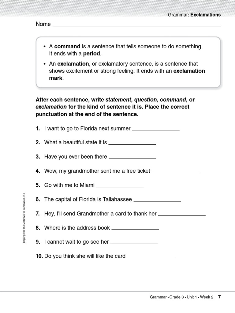 Wonders Grammar Reproducibles Grade 3 - 15 | PDF