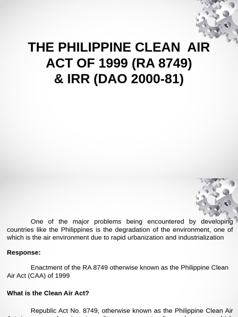 Lesson 5 - RA 9275 Clean Air Act | PDF | Air Pollution | Incineration