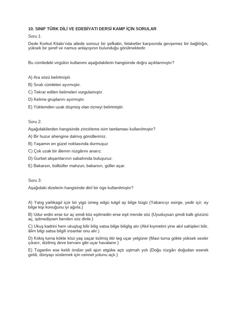 Tde 10. Sinif 60 Soru | PDF