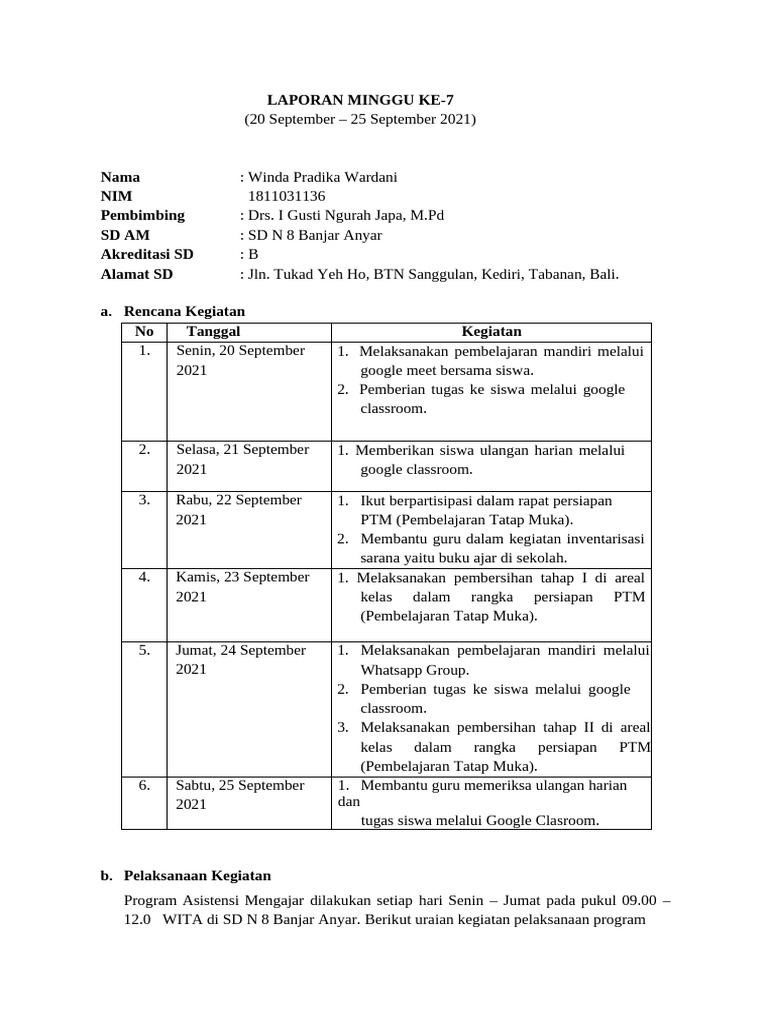 Laporan Minggu 7 | PDF