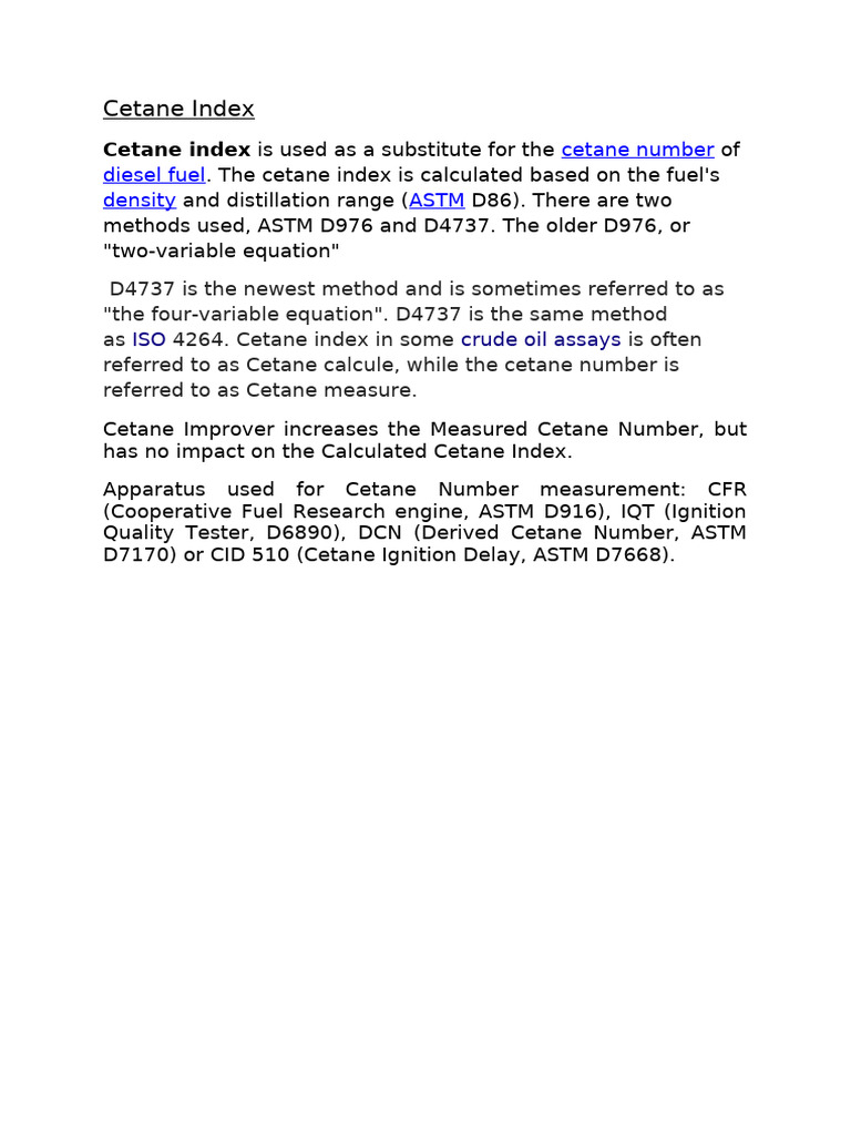 Understanding Cetane Index and Number | PDF | Diesel Engine | Gasoline