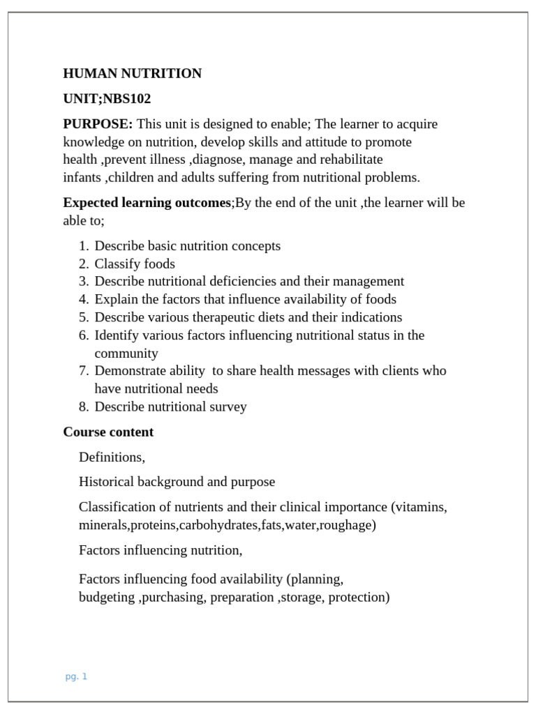 HUMAN NUTRITION NOTES | PDF | Carbohydrates | Nutrition