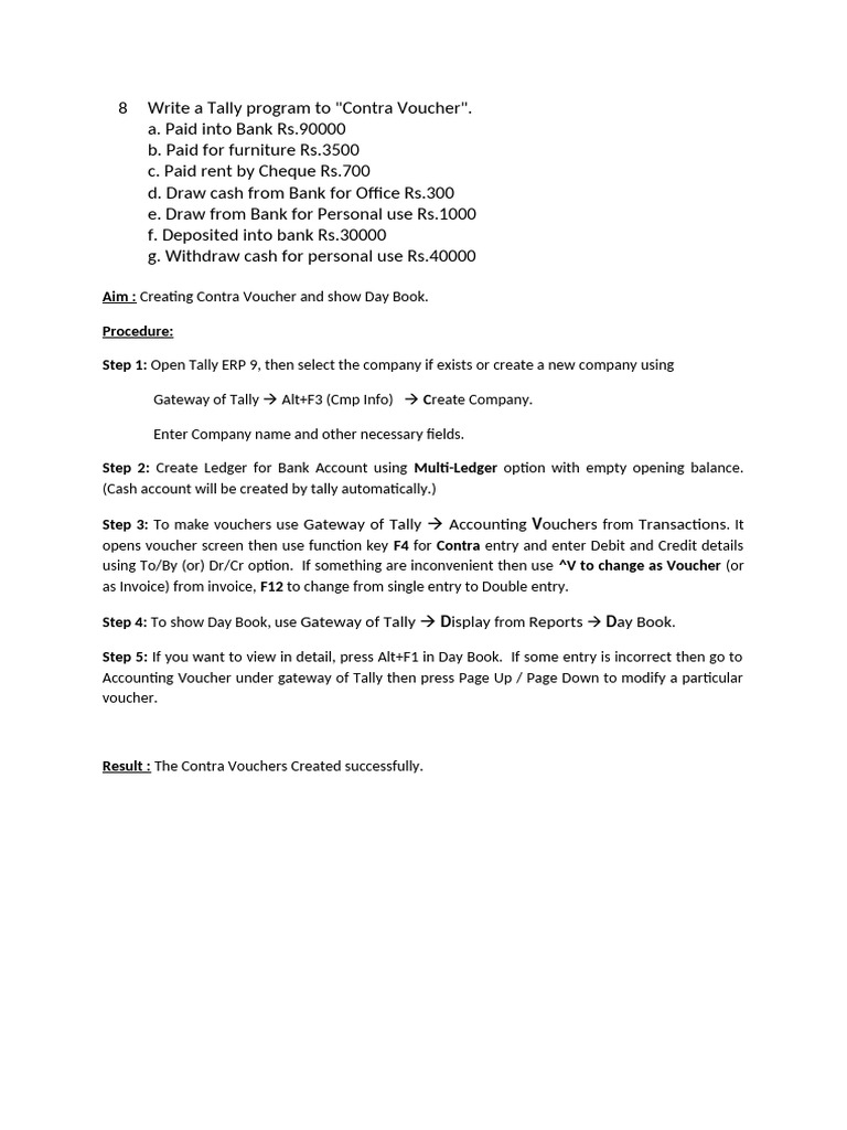 Exercise 8 Contra Entry | PDF