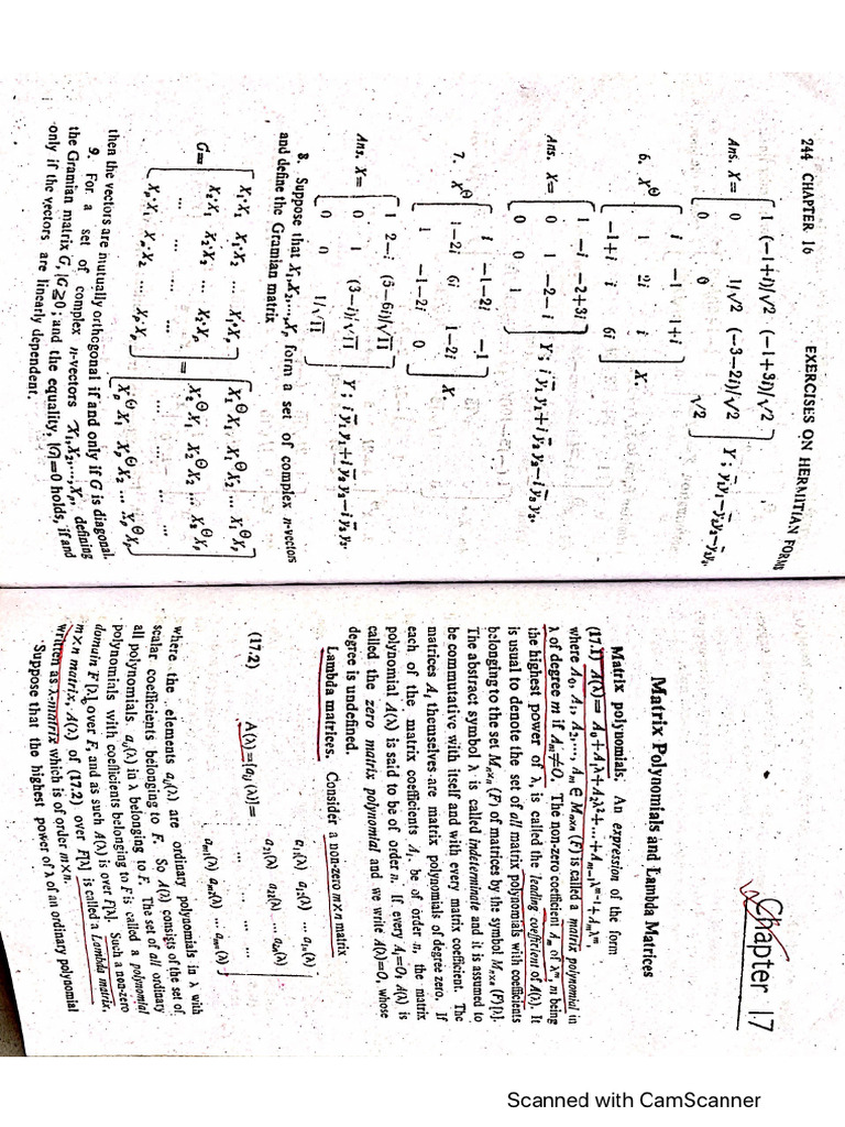 Matrix Polynomial | PDF