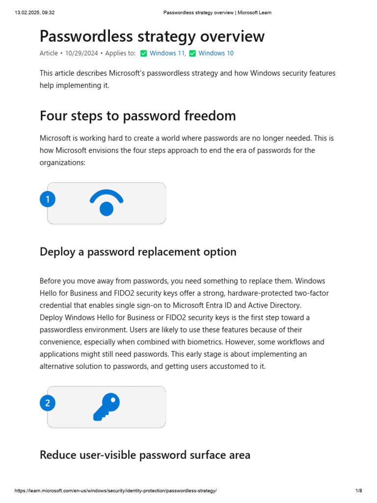 Passwordless Strategy Overview _ Microsoft Learn | PDF | Password | User (Computing)