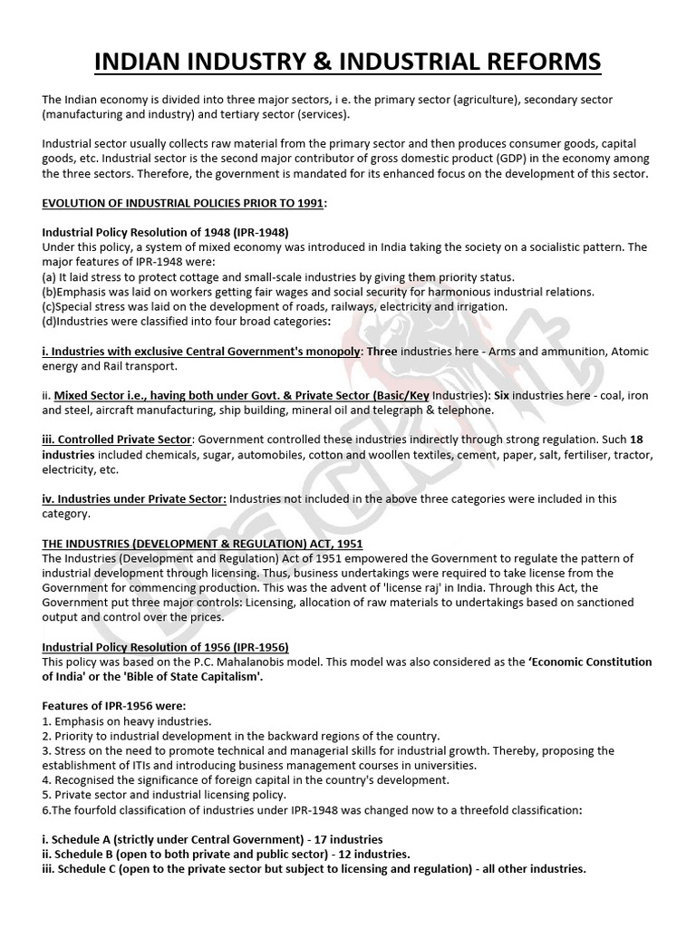 INDIAN INDUSTRY & INDUSTRIAL REFORMS | PDF | Economies