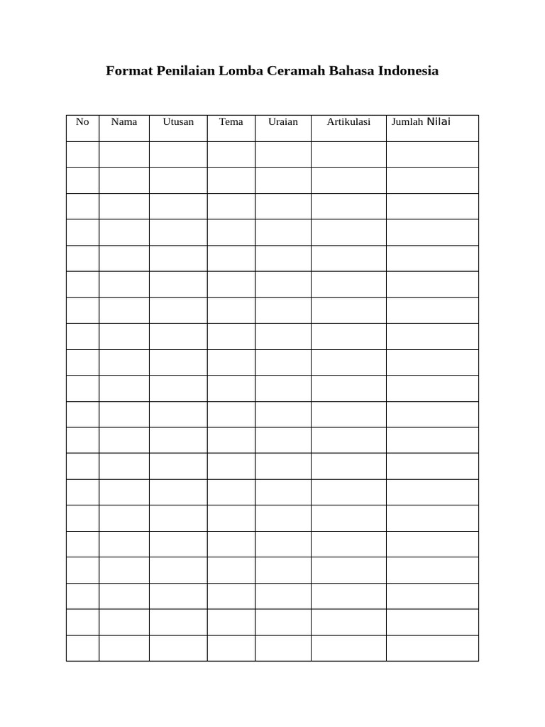 Format Penilaian Ceramah Indonesia | PDF