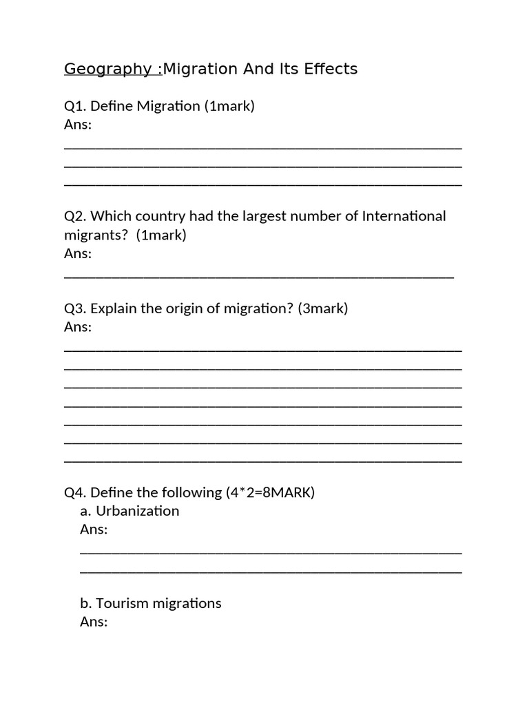 Geography-Migration and Its Effects | PDF | Human Migration | Immigration