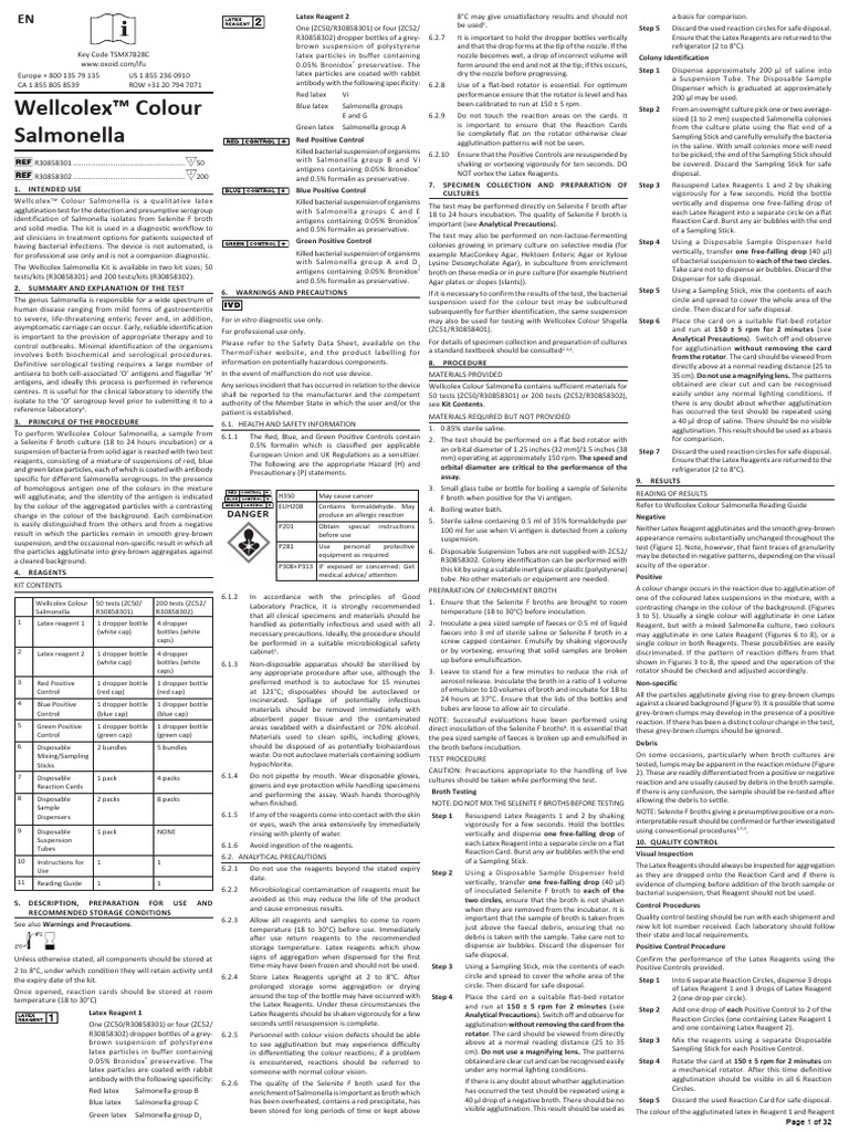 Wellcolex Salmonella Latex Test Guide | PDF | Serotype | Microbiology