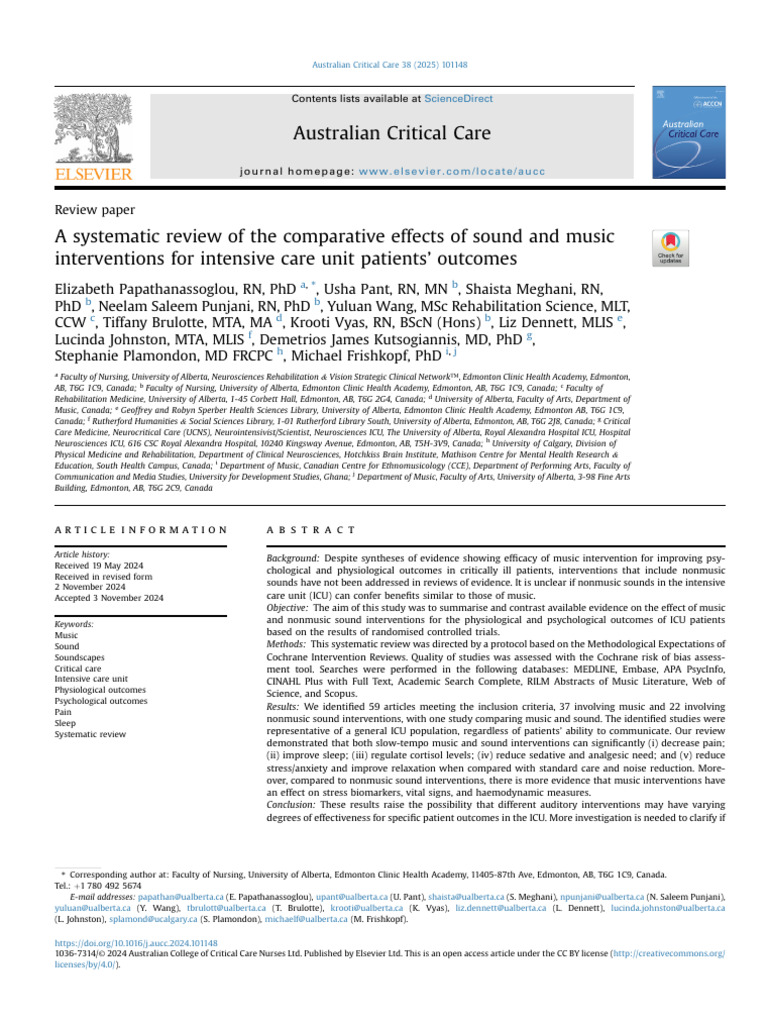 A systematic review of the comparative effects of sound and music ...