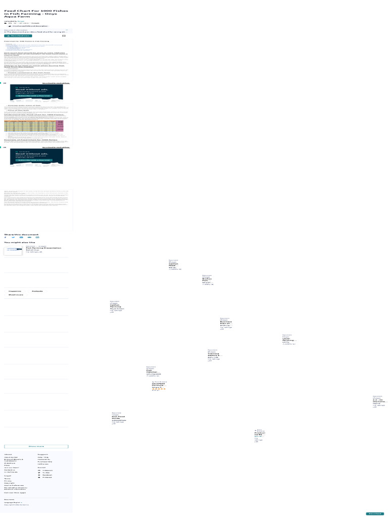 Feed Chart for 1000 Fish Farming | PDF | Scribd
