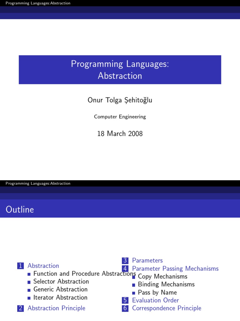 Programming Languages: Abstraction: Onur Tolga S Ehito Glu | PDF ...