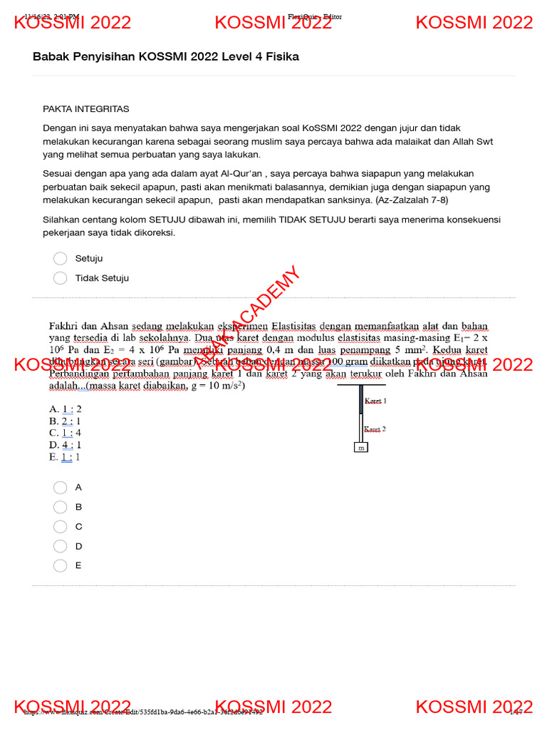Babak Penyisihan KoSSMI 2022 Level 4 Fisika | PDF