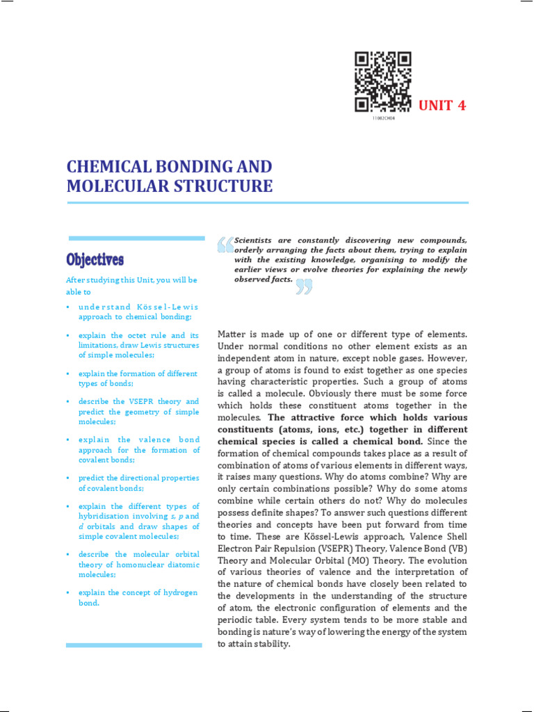 Chapter 4 Chemical Bonding and Molecular Structure | PDF | Chemical ...