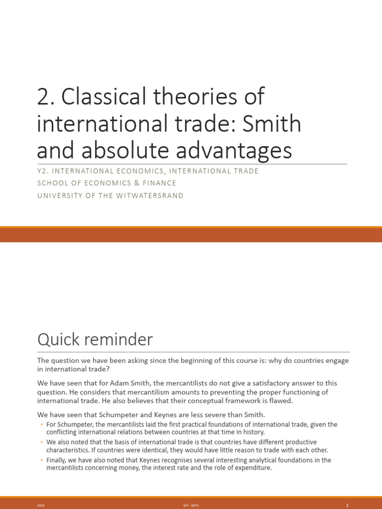 Smith's Absolute Advantage in Trade | PDF | Mercantilism | Labour Economics