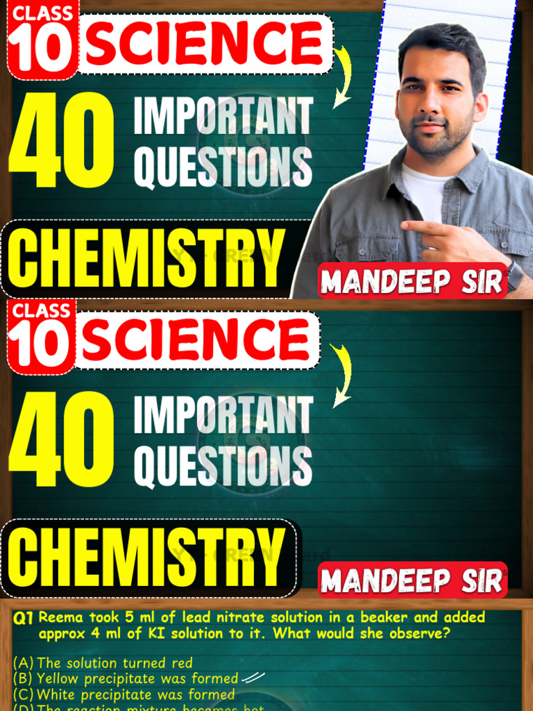 Chemistry 1002120 Important Questions | PDF | Acid | Chemical Reactions
