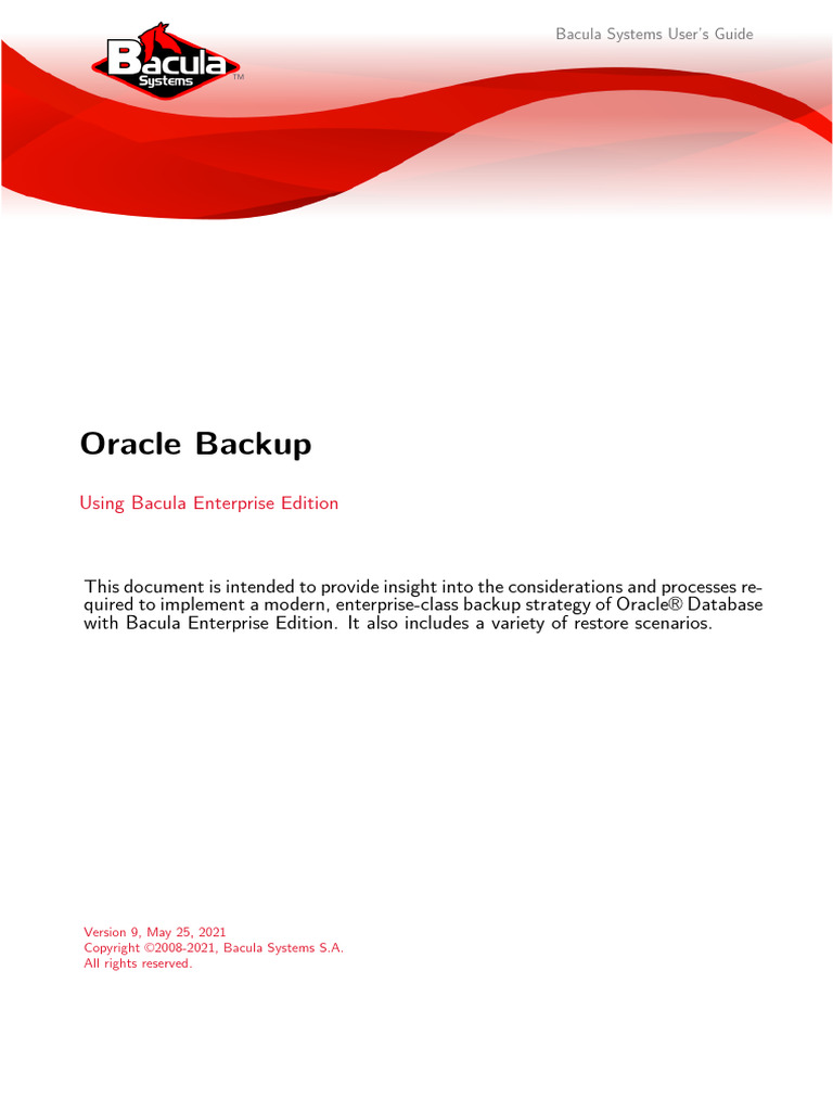 Bacula Oracle Whitepaper | PDF | Backup | Databases