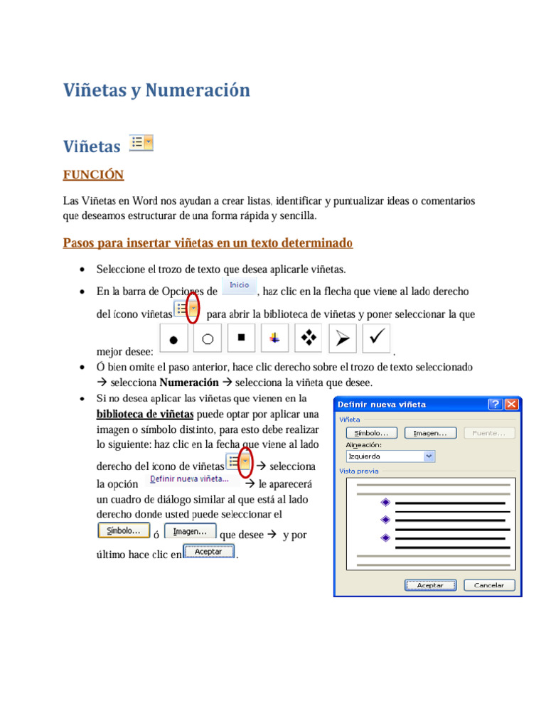 NUMERACIÓN Y VIÑETAS | PDF