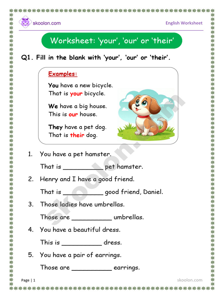 Our, Your, Their Worksheet | PDF