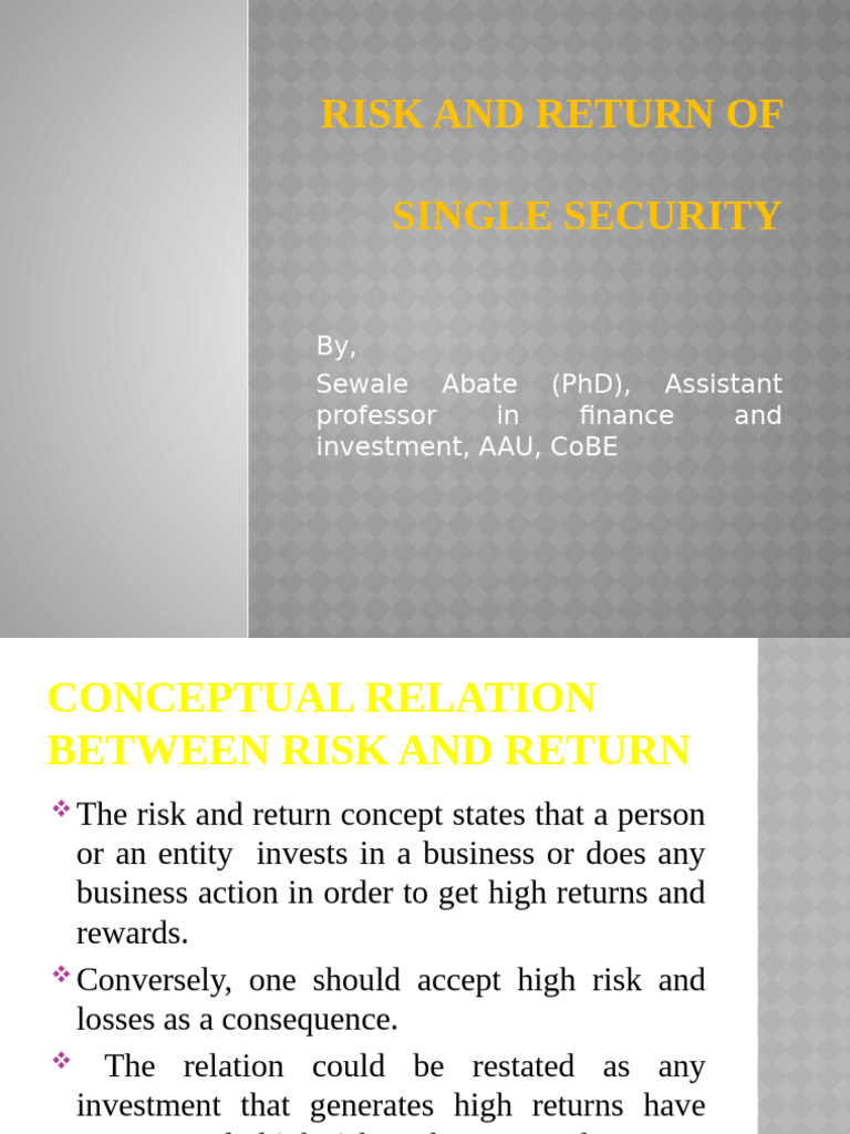 Risk & Return of A Single Asset | PDF | Financial Risk | Risk