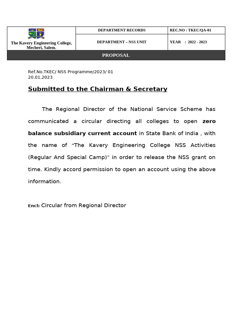 NSS Account Proposal Approval | PDF