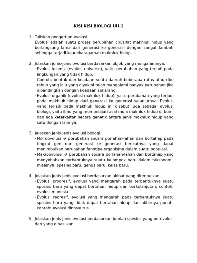 Kisi-Kisi Biologi | PDF