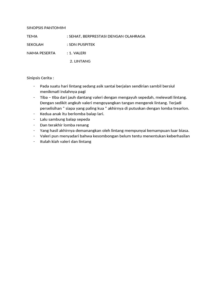 Sinopsis Pantomim | PDF