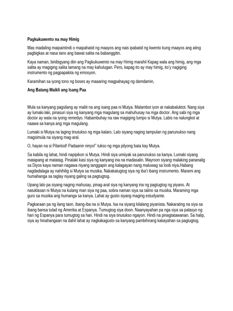 Pagkukuwento Na May Himig | PDF