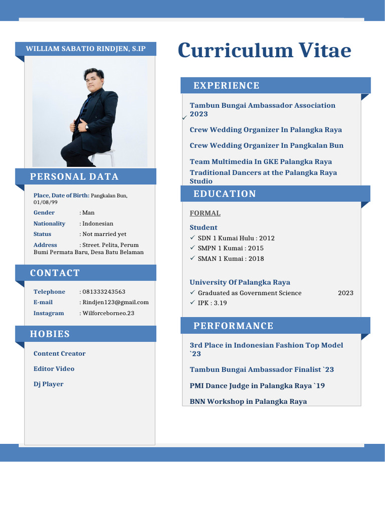 CV William 2023 Bhs Inggris | PDF