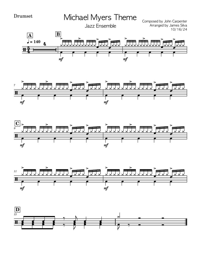 Mike Myers Theme Jazz Band 2024 SCORE-Drumset | PDF