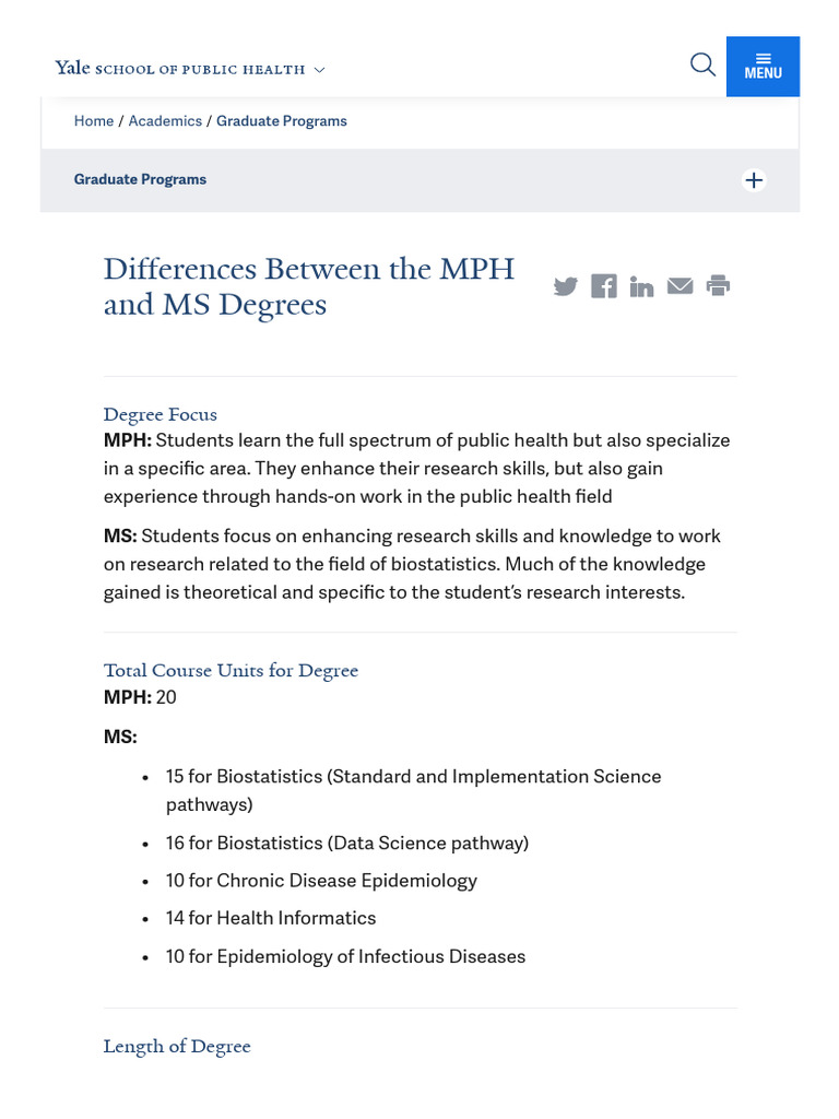 MPH vs MS in Public Health Explained | PDF | Public Health | Health Care