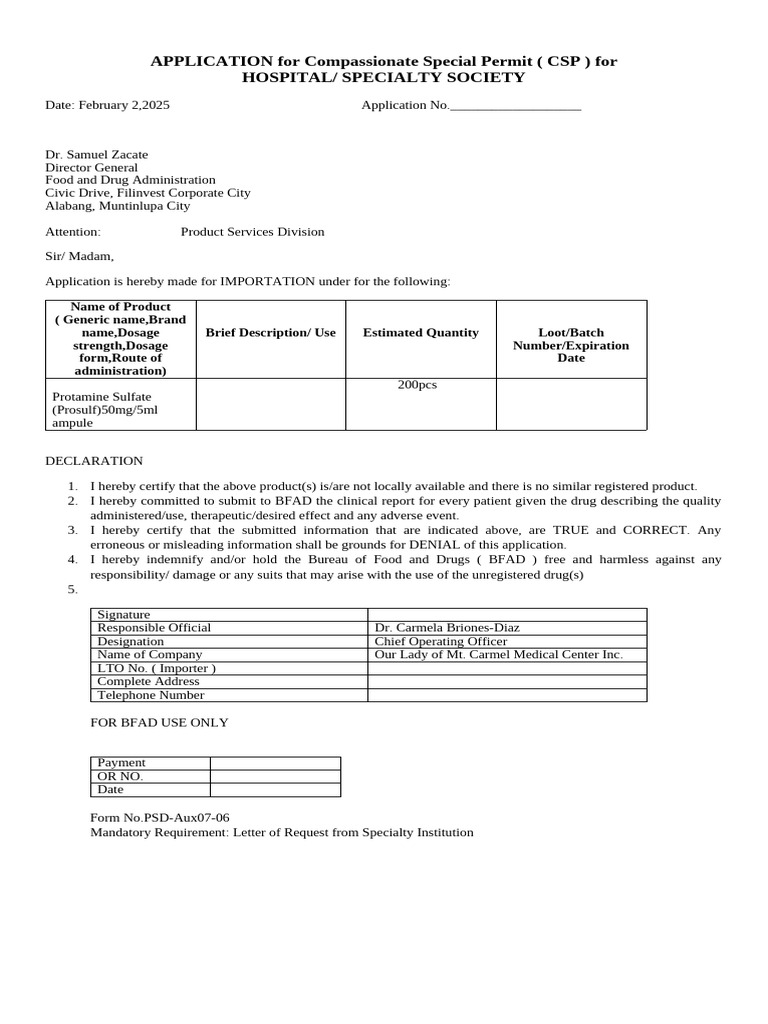 protamine csp form (2)c | PDF