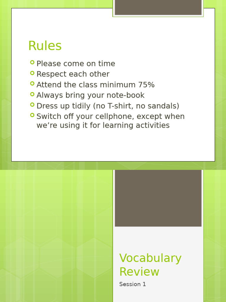 Vocabulary Review | PDF