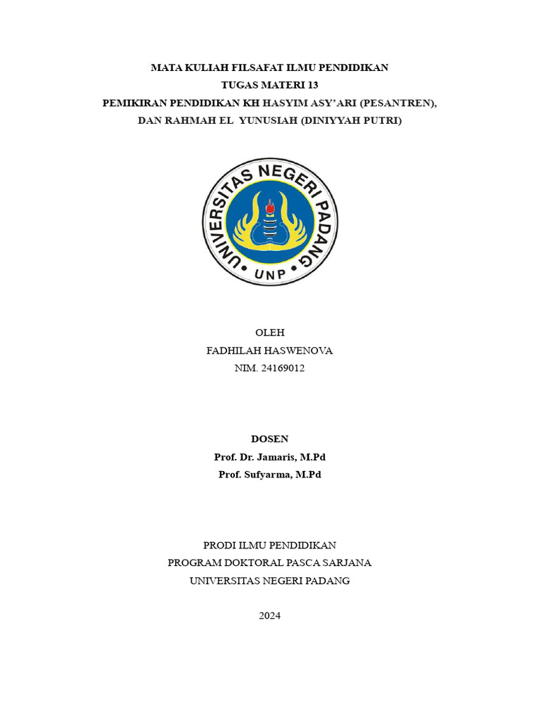 Pemikiran Pendidikan KH Hasyim & Rahmah | PDF