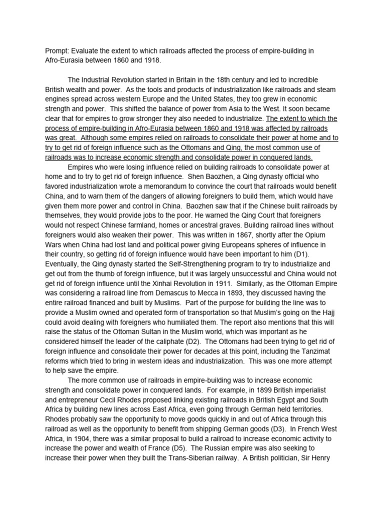 AP World History DBQ Samples | PDF | British Empire | Qing Dynasty