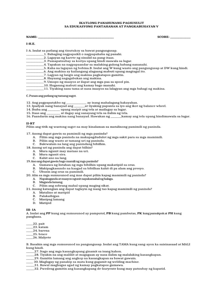 PT - Epp 5 - Q3 | PDF