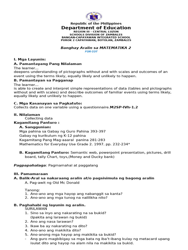 Cot - DLP - Mathematics Q3 | PDF