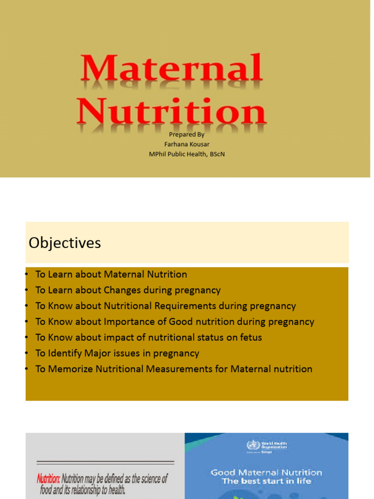 Importance of Maternal Nutrition | PDF