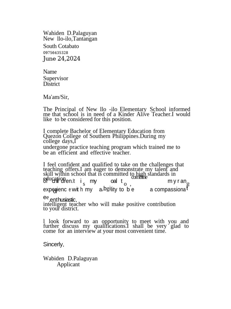 Application for Kinder Alive Teacher Position | PDF