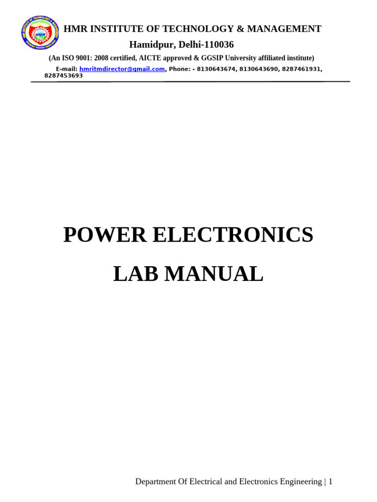 Lab Mannual Power Electronics | PDF | Semiconductor Devices | Electric Power