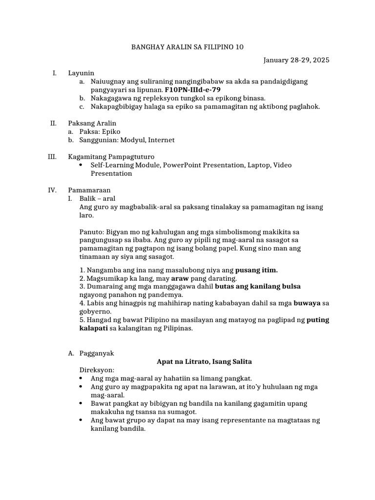 Rhevie g10 Fil Epiko LP | PDF