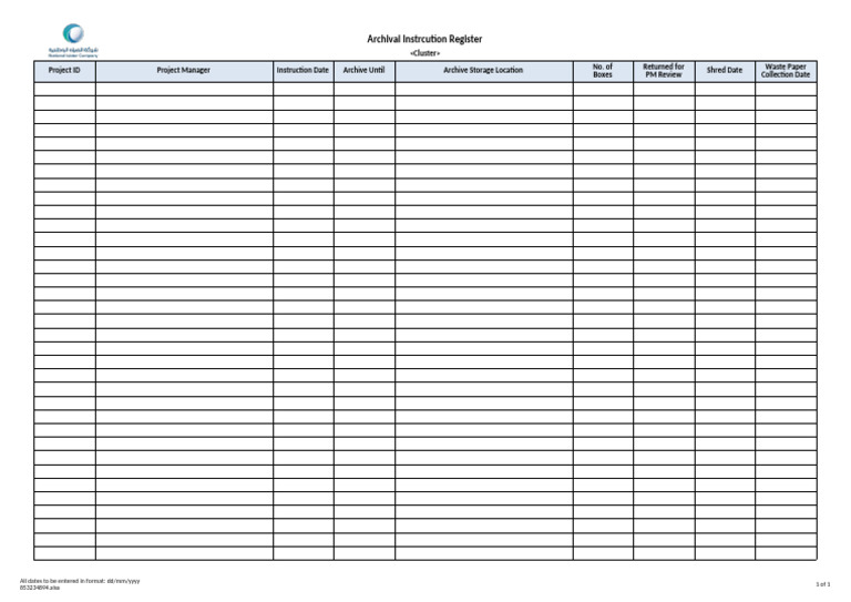 Archival Instruction Register Guide | PDF