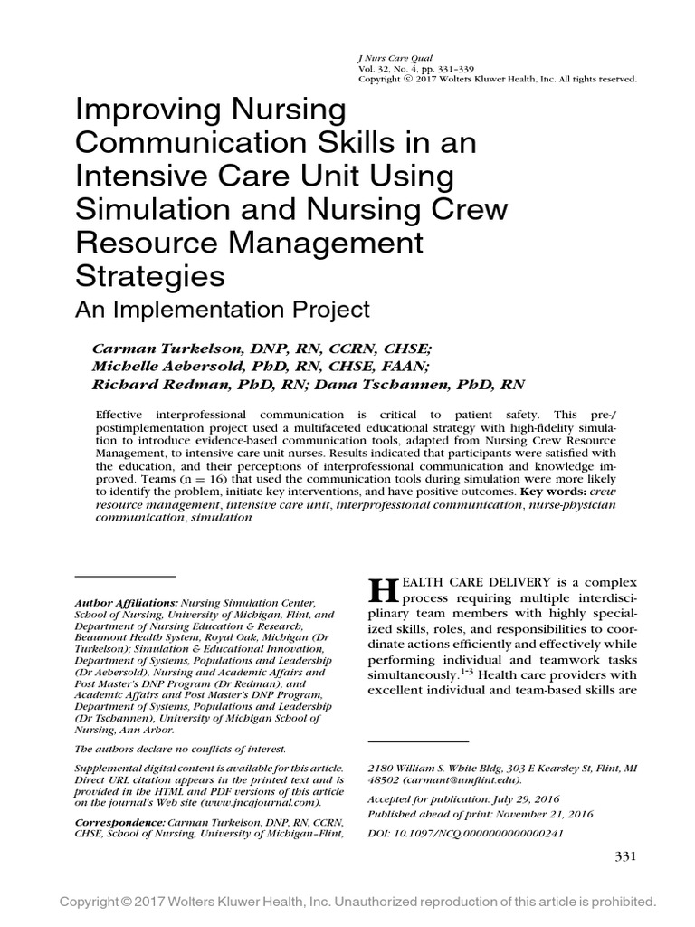 5.2017improving Nursing Communication Skills in An Intensive Care Unit ...