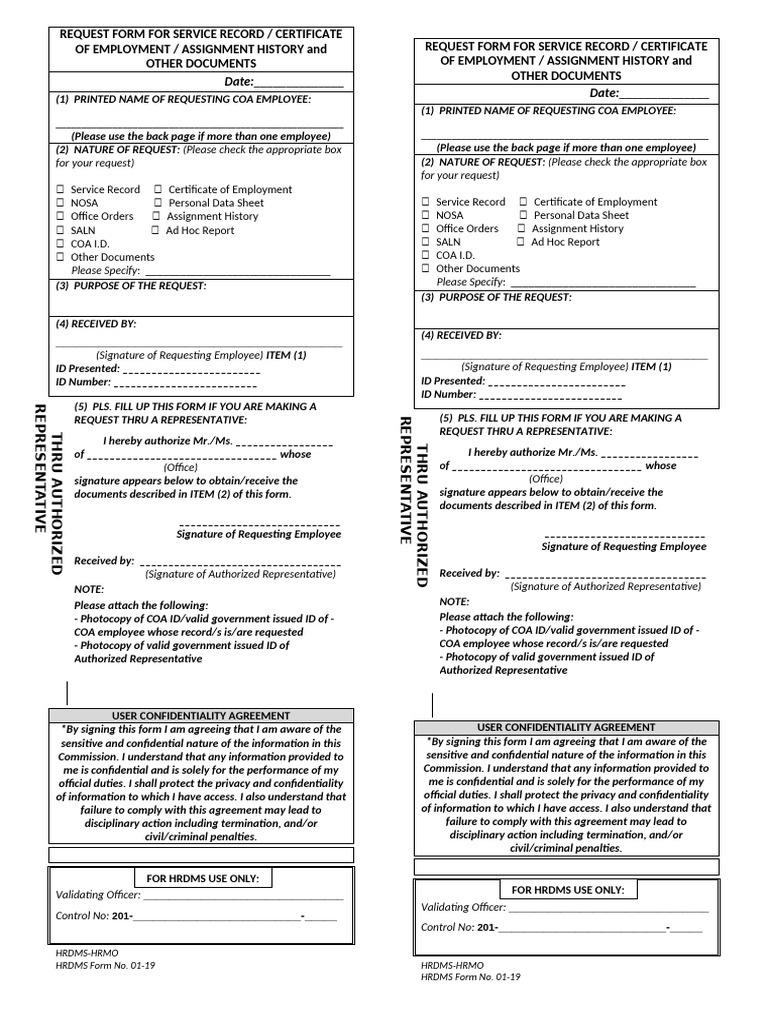 Service Record Request Form | PDF | Identity Document | Privacy
