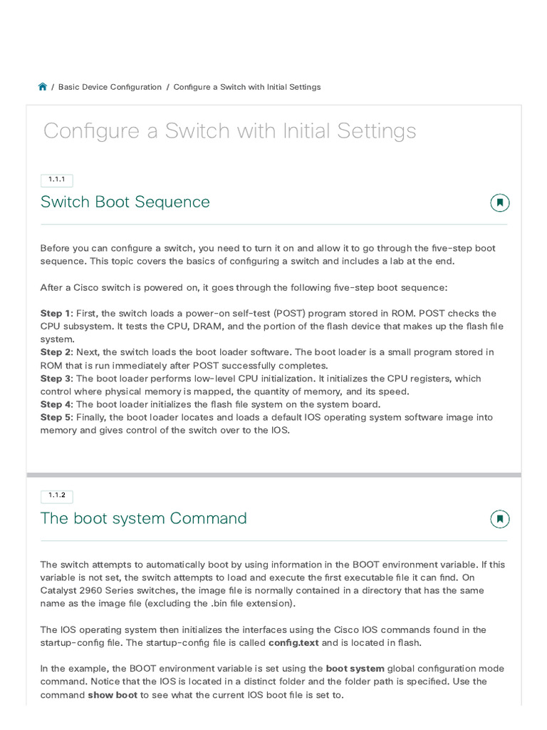 Switching, Routing, and Wireless Essentials - Configure A Switch With Initial Settings 1 | PDF ...