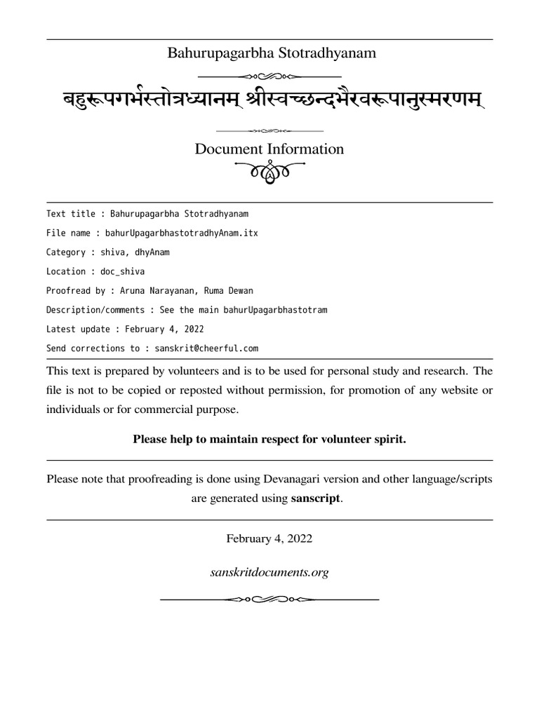 Bah Urupa Garb Has To Tra Dhyan Am | PDF