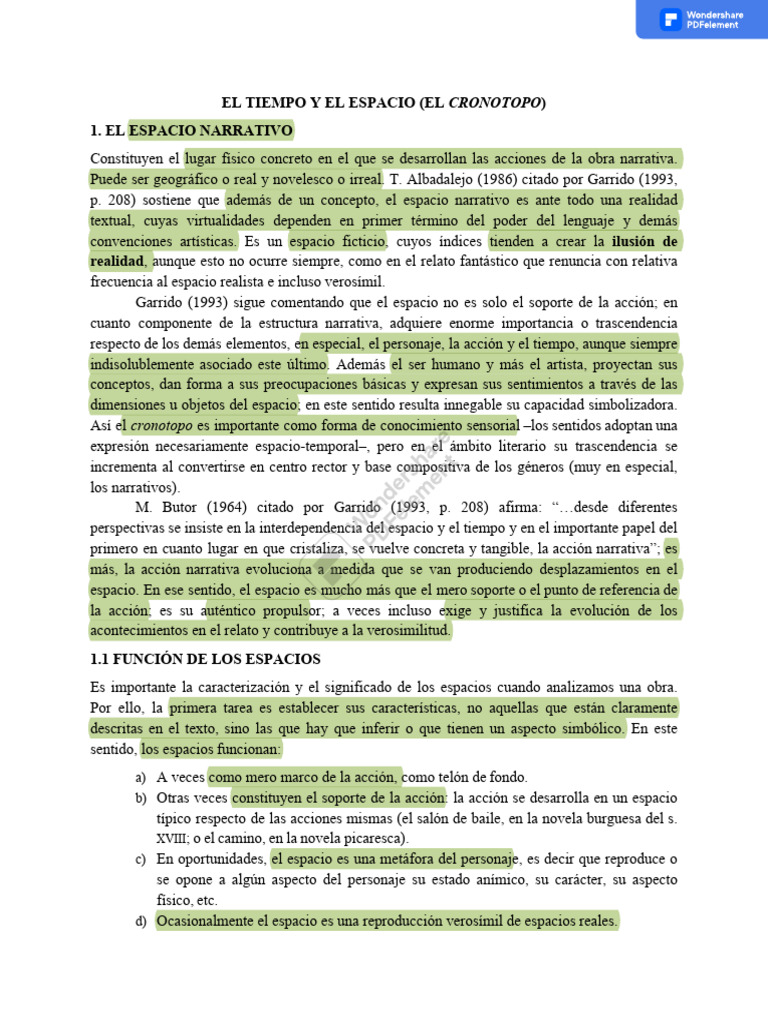 Literatura II Ago-Dic 2023 - El Tiempo y El Espacio (El Cronotopo ...