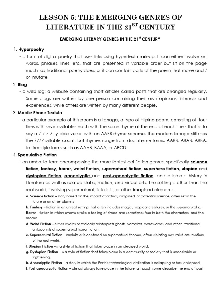 l5 Litt Handout | PDF | Poetry | Horror Fiction