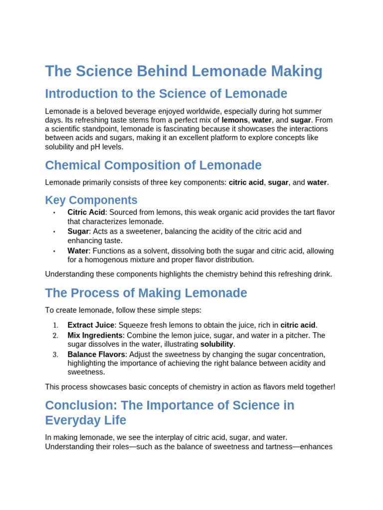 The Science Behind Lemonade Making | PDF