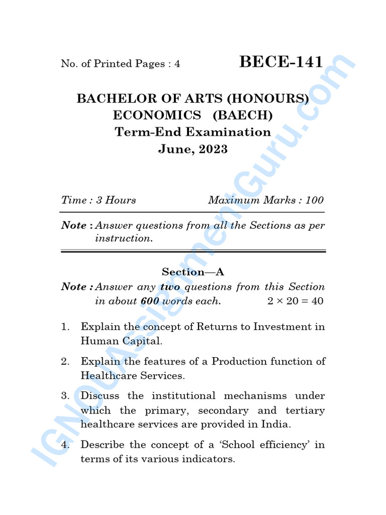 BECE-141 June 2010-June 2024 12-11-24 | PDF | Economics | Demand